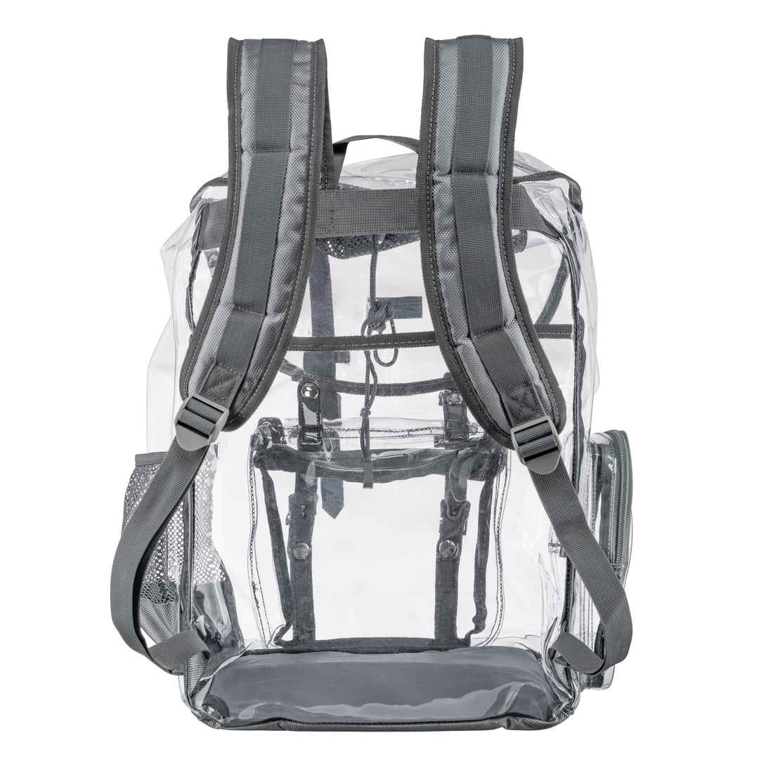 Heavy Duty Clear Backpack, Urban Knapsack With Front And Side Pouches ...